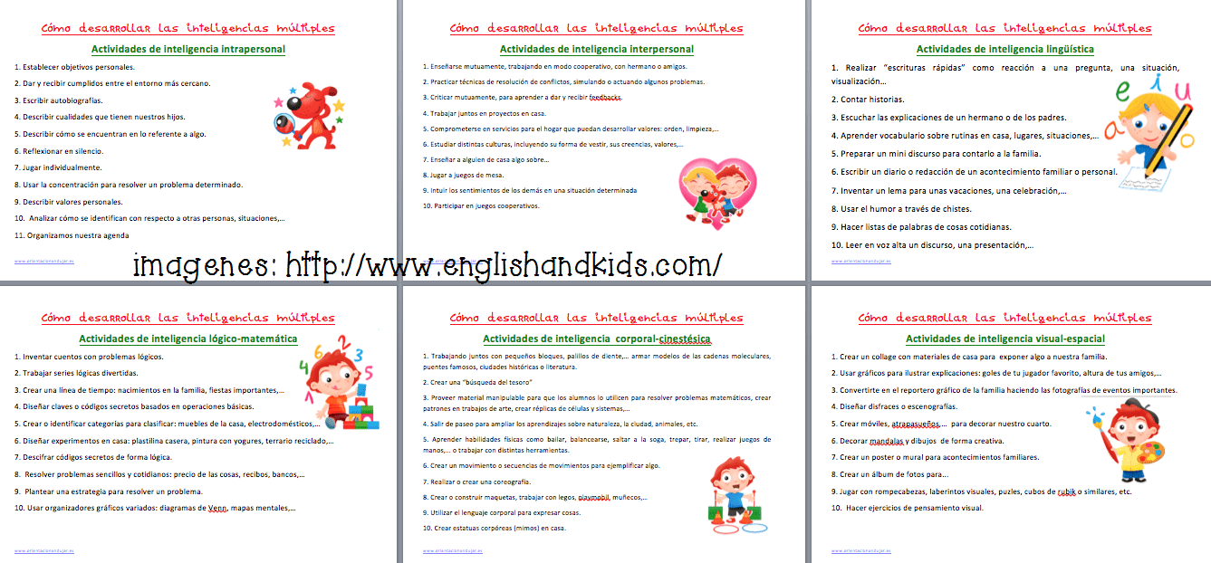 Actividades para desarrollar las inteligencias múltiples en el aula