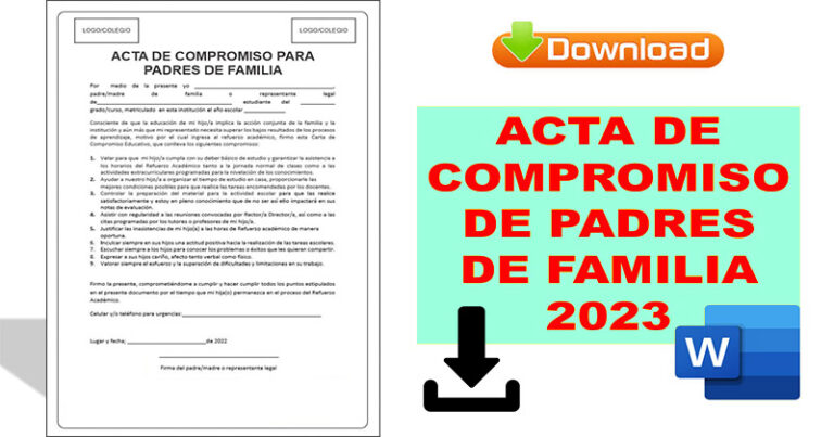 Acta de compromiso de los padres de familia 2023 - 2023